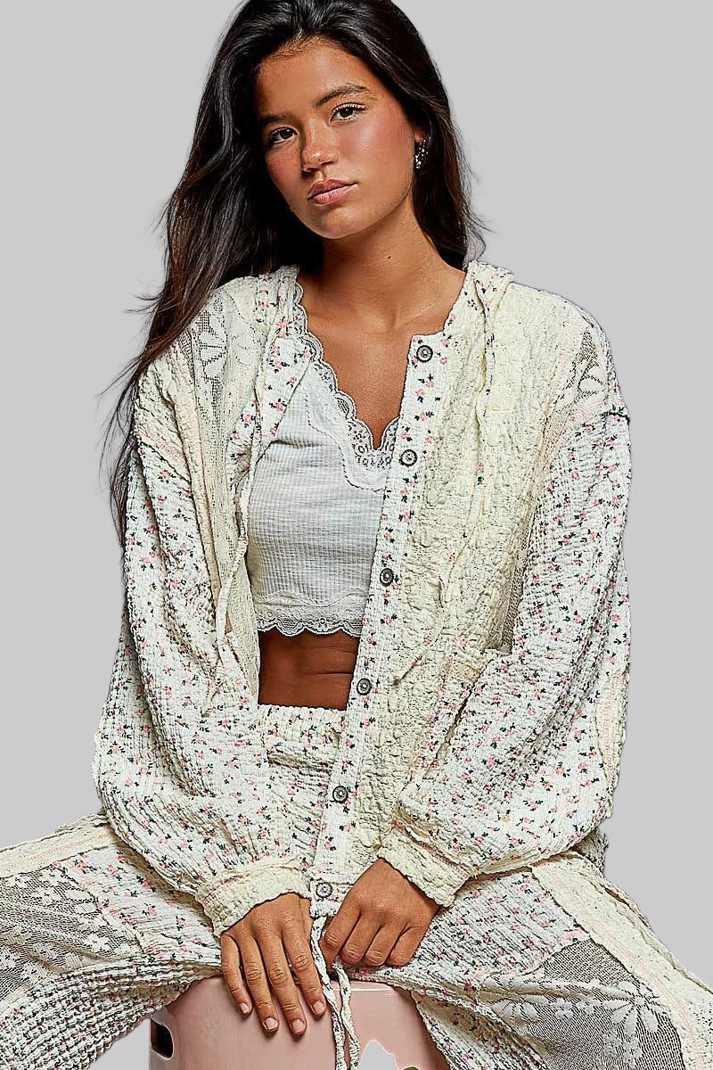 Laura Boho Floral Balloon Sleeve Hooded Lace Jacket – OliverandJade