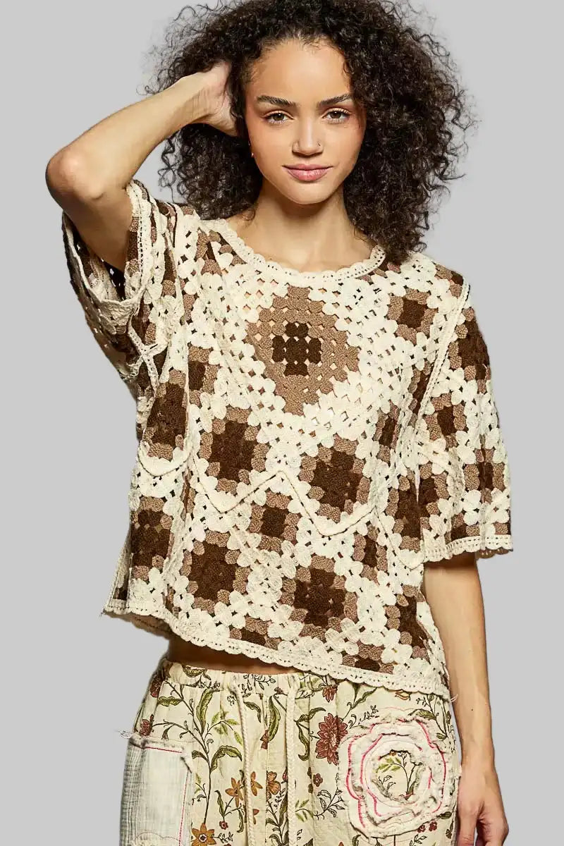 Lillian Bohemian Crochet Sweater - Chocolate – OliverandJade