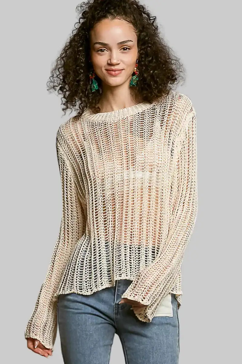 Skylar Open Knit Sweater - Natural – OliverandJade